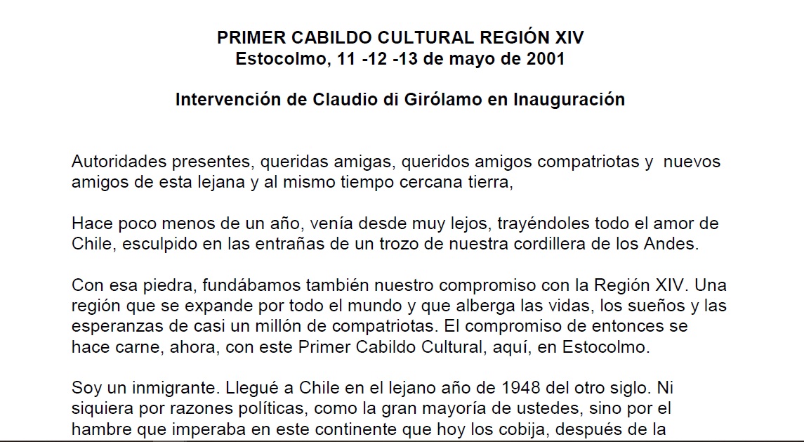Cabildo Cultural Región XIV (chilenos en el extranjero) - Obra Gruesa ...